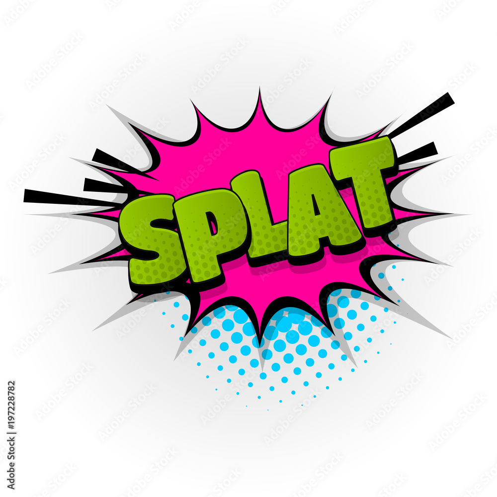 splat splash comic book text pop art Stock Vector | Adobe Stock