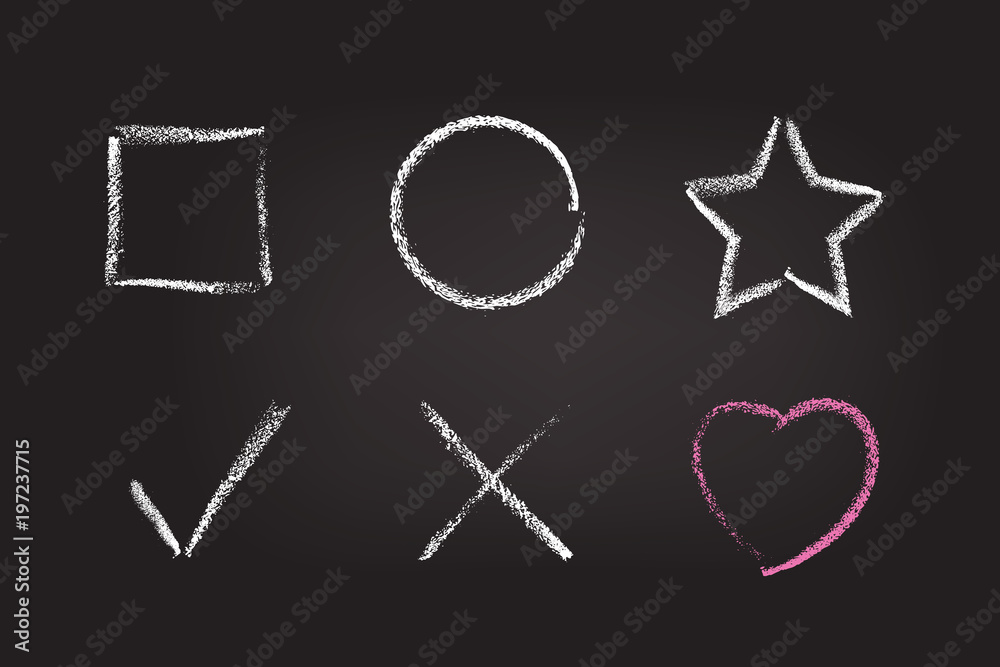 Chalk figure set on black schoolboard. Vector chalk hand drawn design ...