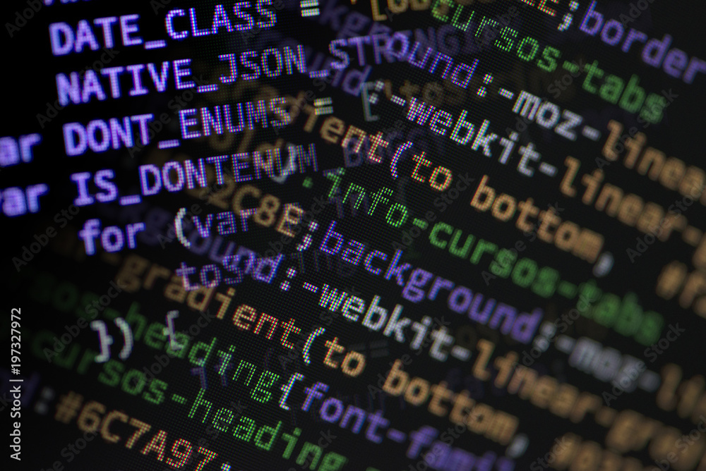 Lines of code of a software with several colors. Software concept Stock ...