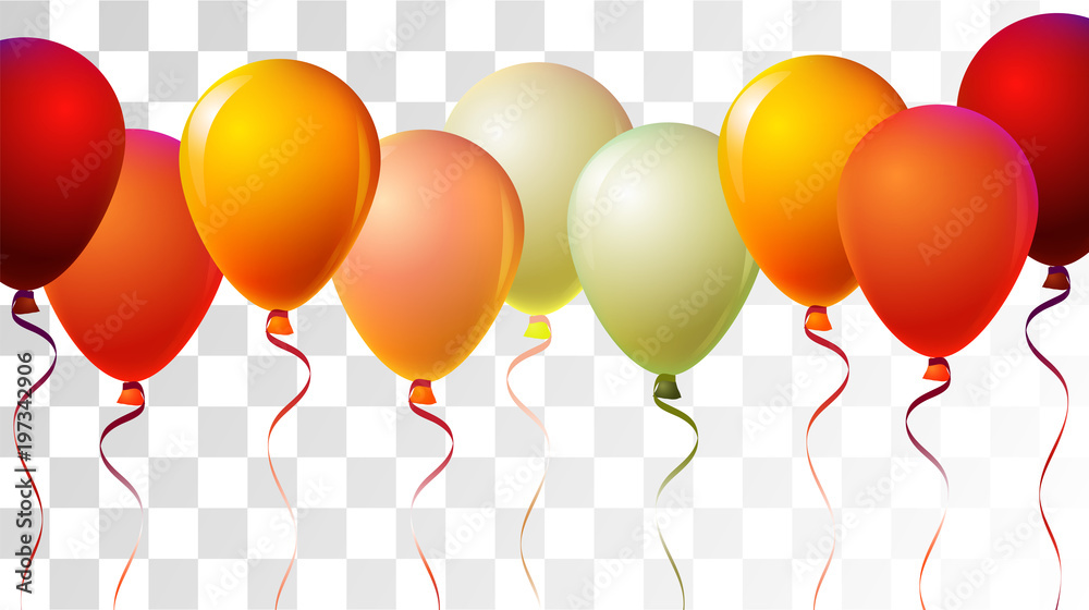 Helium Balloons Realistic Vector Colored Collection. Music Festival ...