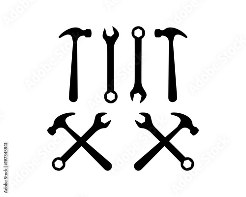 Crossed Hammer and Wrench Tool Sign Symbol Icon Silhouette Logo Vector ... Crossed Hammer and Wrench Tool Sign Symbol Icon Silhouette Logo Vector ...