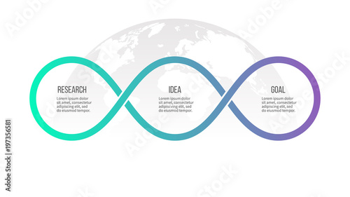 Business infographics. Timeline with 3 steps, options, loops. Vector ...