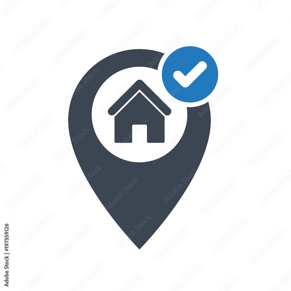 3523466 Address icon with check sign. Address icon and approved ...