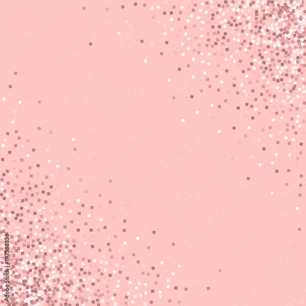 Pink gold glitter. Scatter cornered border with pink gold glitter on ...