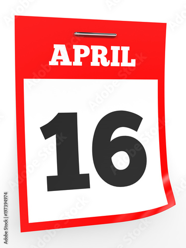 April 16. Calendar on white background. - Buy this stock illustration ...