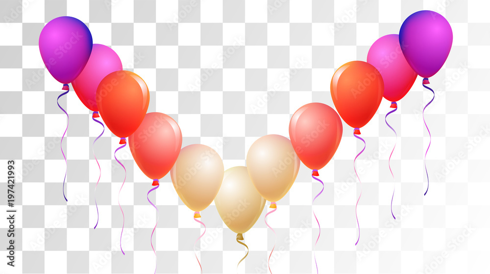 Helium Balloons Realistic Vector Colored Collection. Music Festival ...