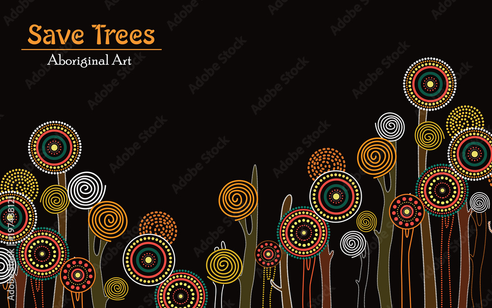 Aboriginal tree, Aboriginal art vector painting with tree, Save tree ...