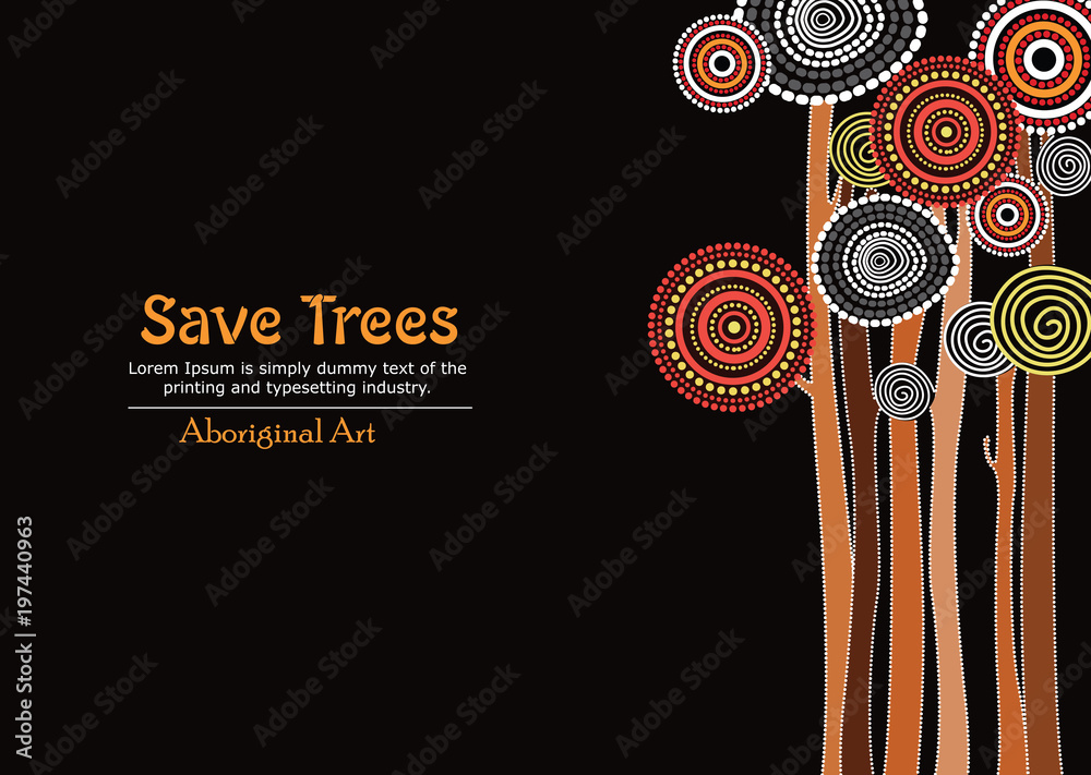 Aboriginal tree, Aboriginal art vector painting with tree, Save tree ...