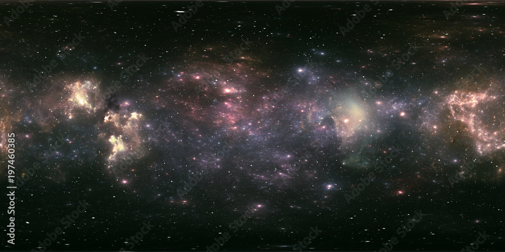 360 Equirectangular projection. Space background with nebula and stars ...
