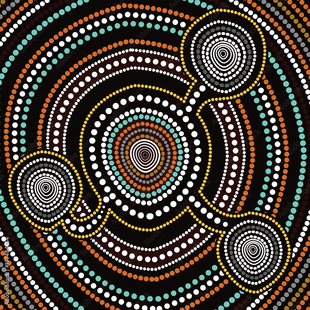 Aboriginal art vector painting, Connection concept, Illustration based ...