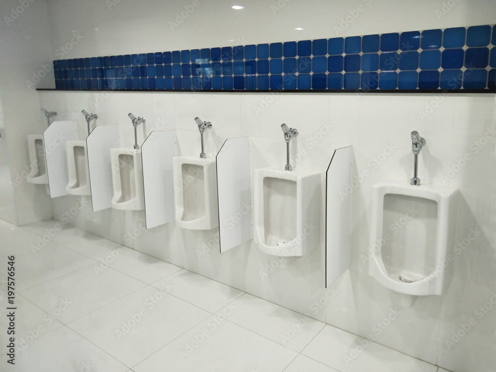 sanitation concept and cleaning area,toilet men with row orderly urine ...
