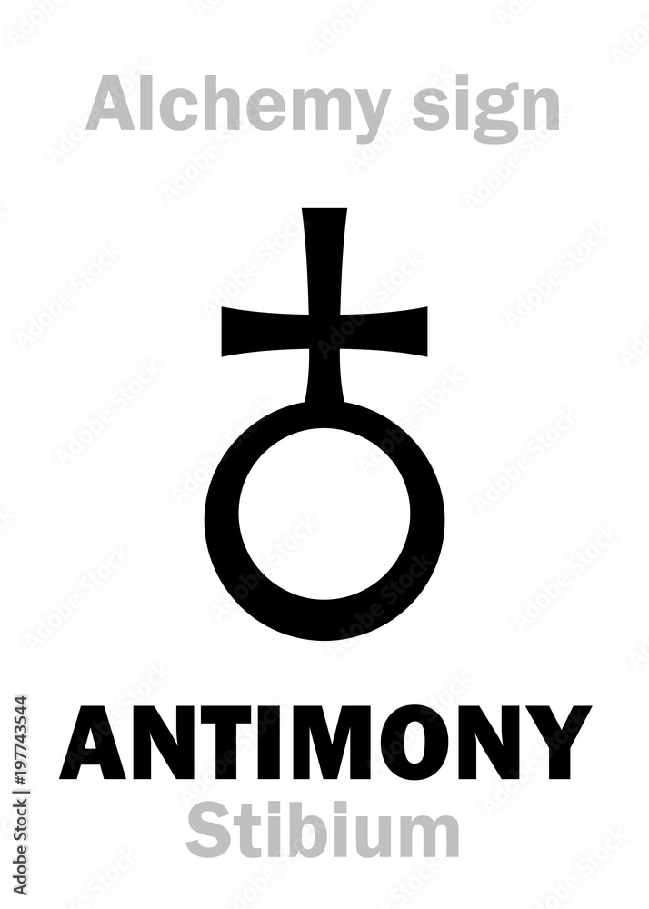 Vector de Stock Alchemy Alphabet: ANTIMONY (Stibium), one of mundane ...