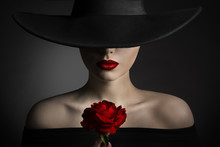 Portrait Of Lady With Red Roses Free Stock Photo - Public Domain Pictures