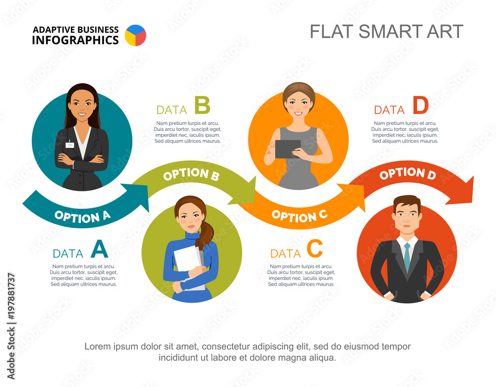 Four steps process charts. Business data. Team, workflow, diagram ...