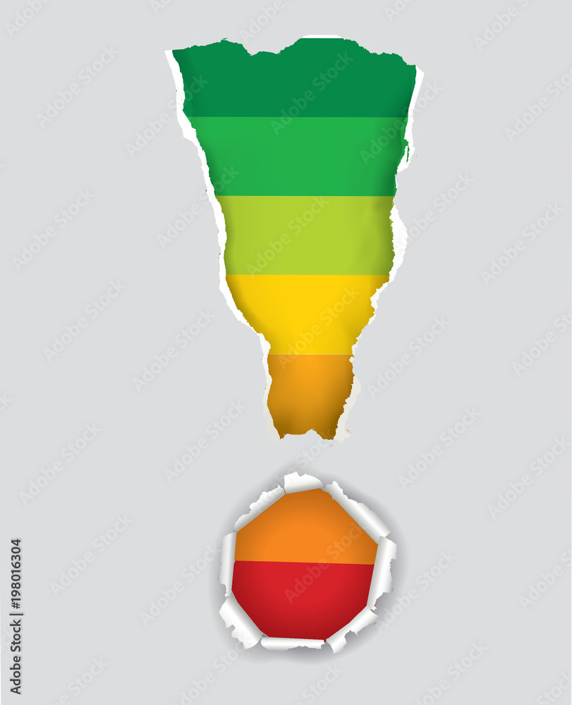 Exclamation mark with Energy Performance Scale. Illustration of Torn ...