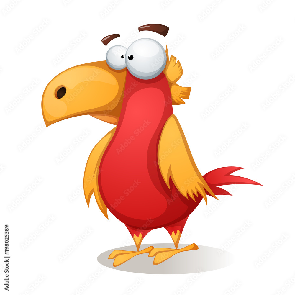 Funny, cute, crazy - cartoon bird Vector eps 10 Stock Vector | Adobe Stock