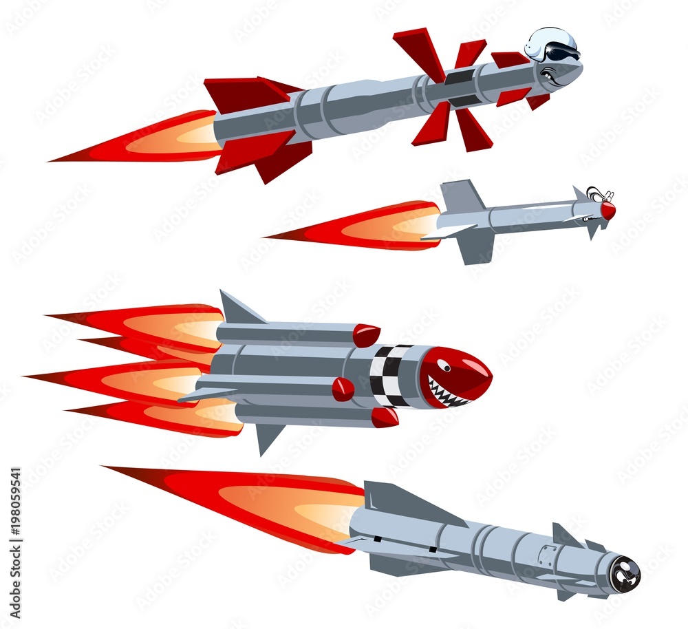 Cartoon military missile set Stock Vector | Adobe Stock