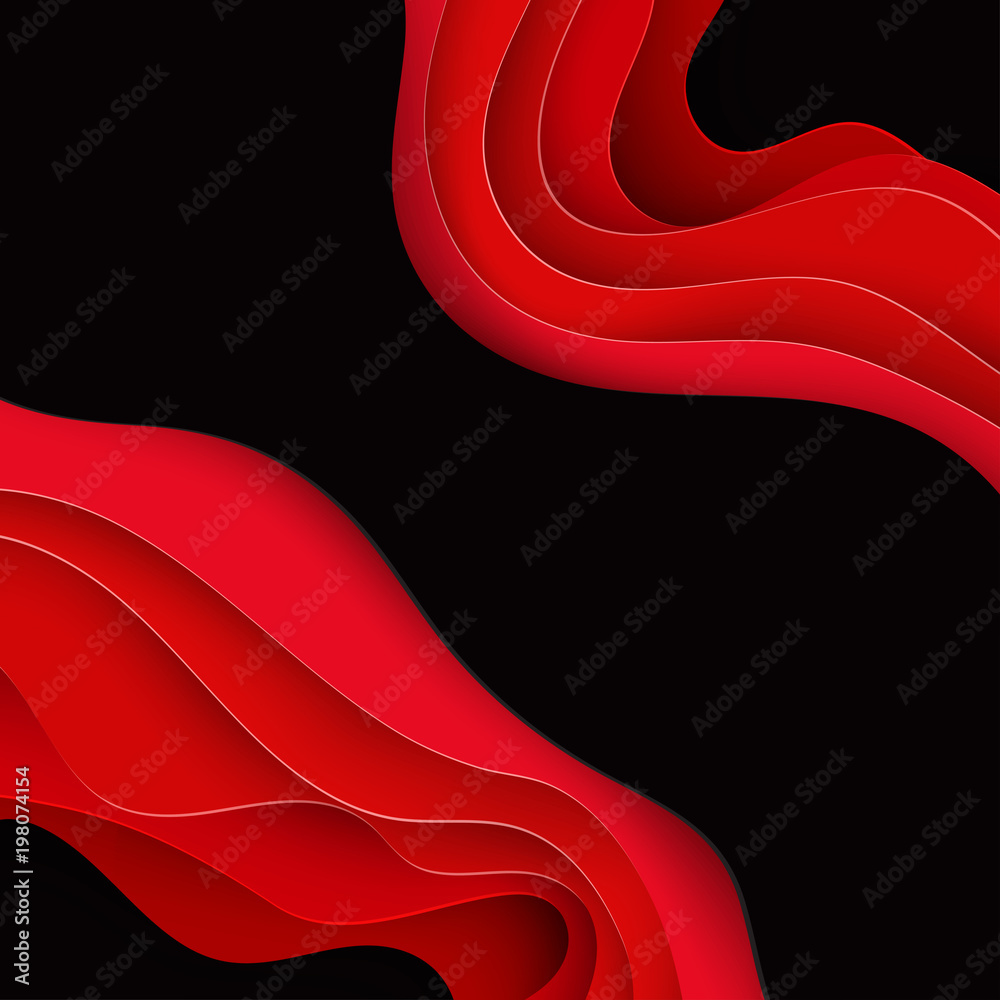 Paper art 3D abstract background with origami shapes. Paper waves ...