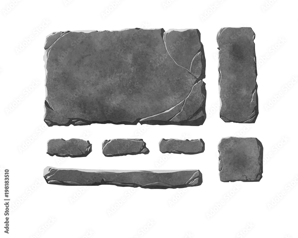 A set of realistic stone interface buttons and elements Stock ...