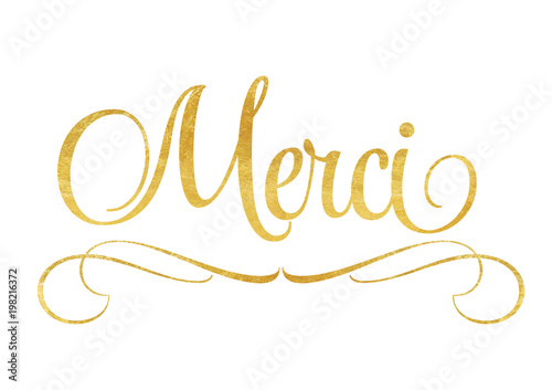 Merci - Lettrage en or - Acheter cette illustration libre de droit et ...