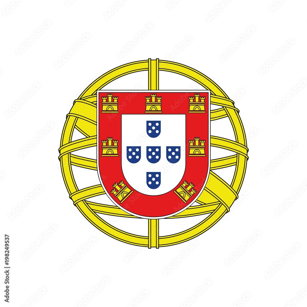 Portugal flag coat of arms, official colors and proportion correctly ...