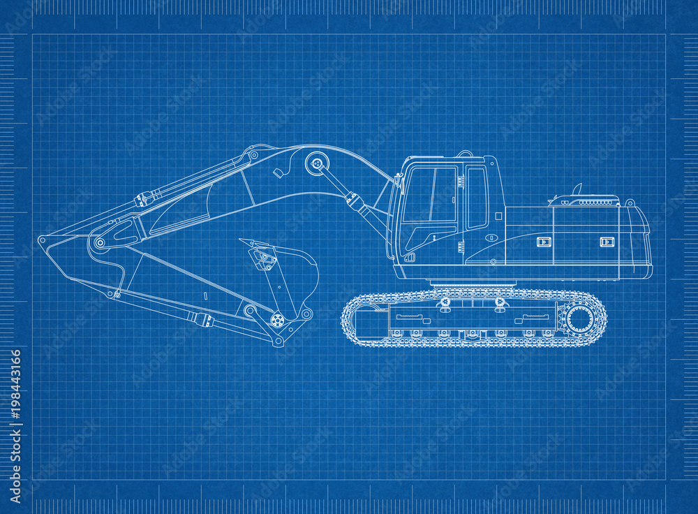 excavator blueprint Stock Illustration | Adobe Stock