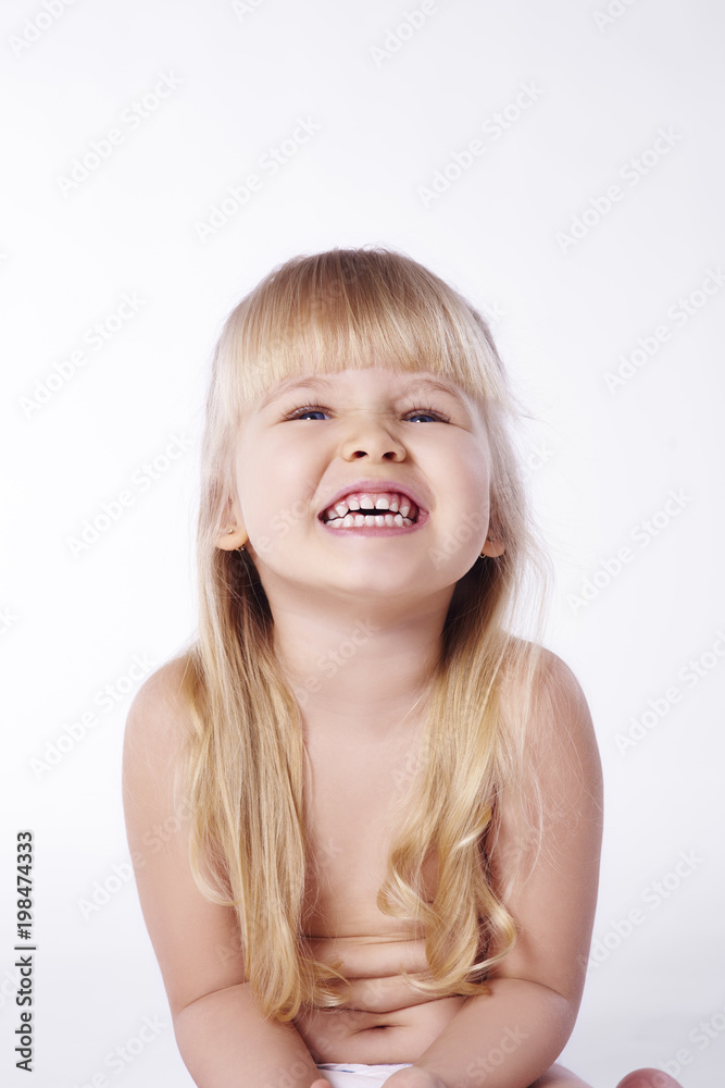 Portrait of naked girl at studio shot Stock Photo | Adobe Stock