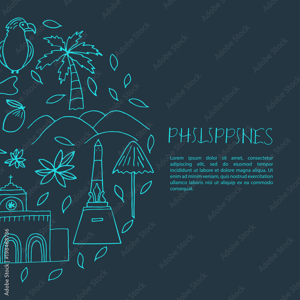 Design concept with main symbols of Philippines. Stock Vector | Adobe Stock