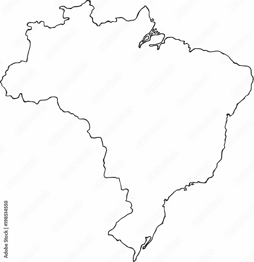 Freehand Brazil map sketch on white background. Stock Vector | Adobe Stock