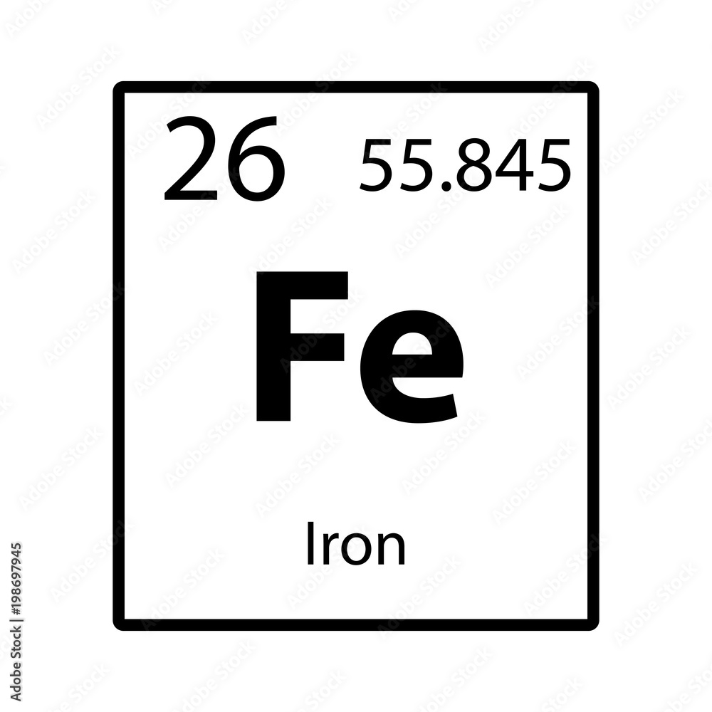 Iron periodic table element icon on white background vector Stock ...