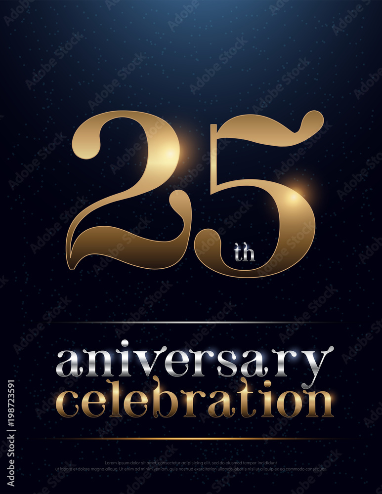 25th Anniversary Celebration Colored Metal Chrome alphabet. Elegant ...