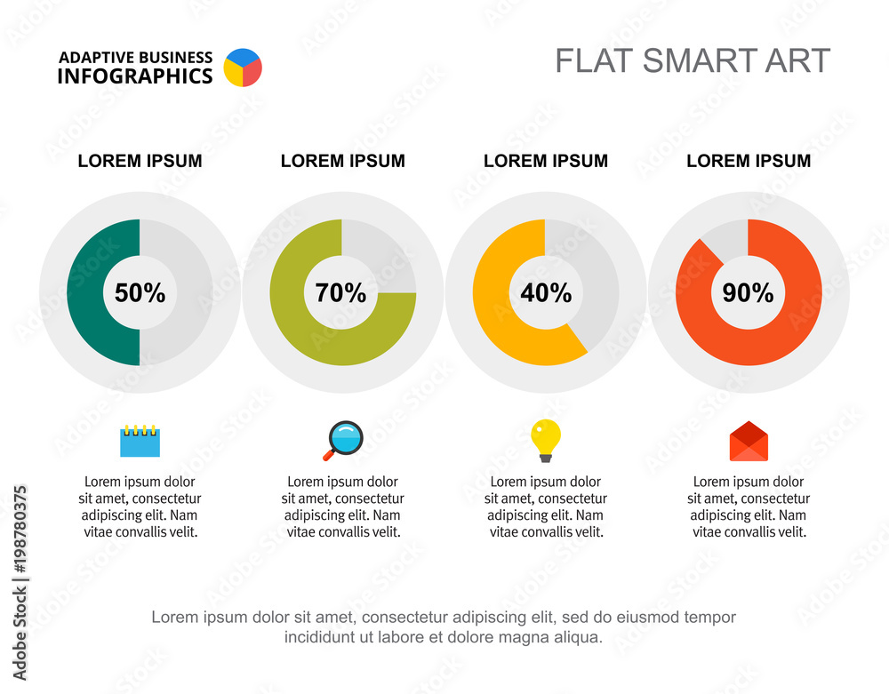 Four circular percentage diagrams. Editable template for pie charts ...