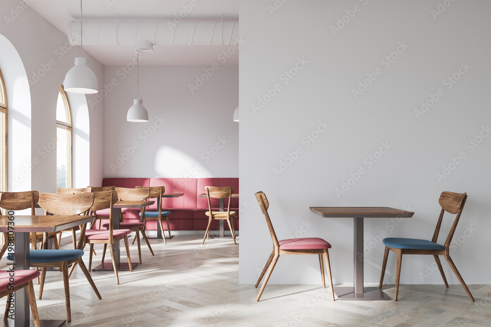 White cafe interior, side view の Stock フォト | Adobe Stock