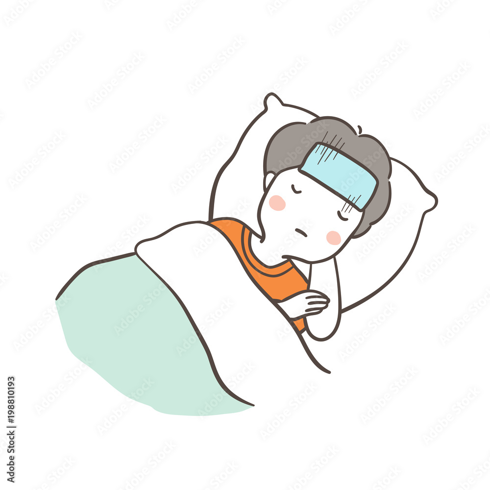 Vector_illustration_a_boy_sick_Doodle_cartoon_style Stock Vector ...