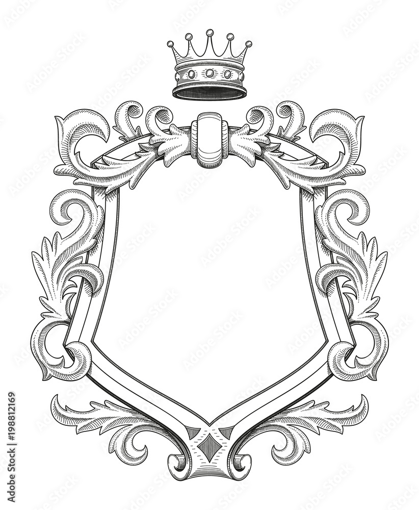 Baroque Shield Drawing Stock Vector | Adobe Stock
