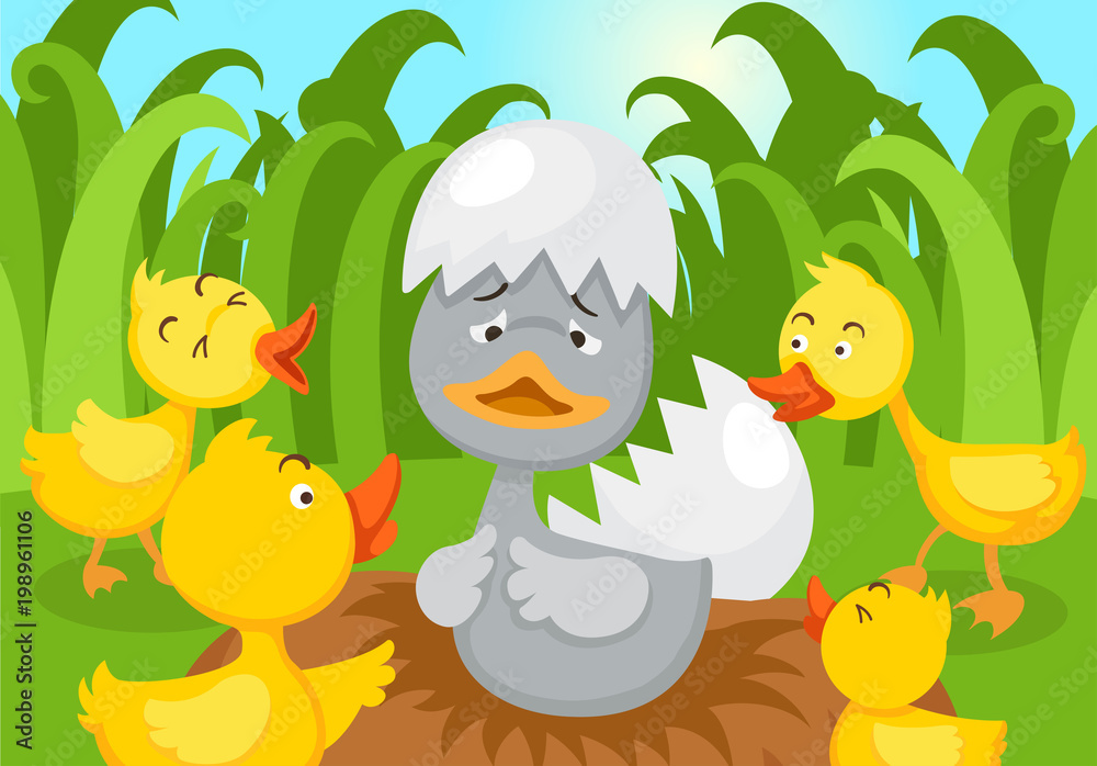 Fairy tale ugly duckling,vector illustration. Stock Vector | Adobe Stock