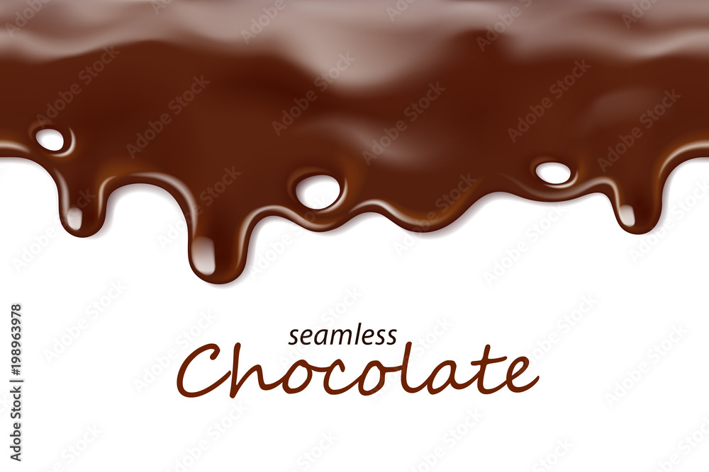 Seamless dripping chocolate repeatable isolated on white Stock Vector ...