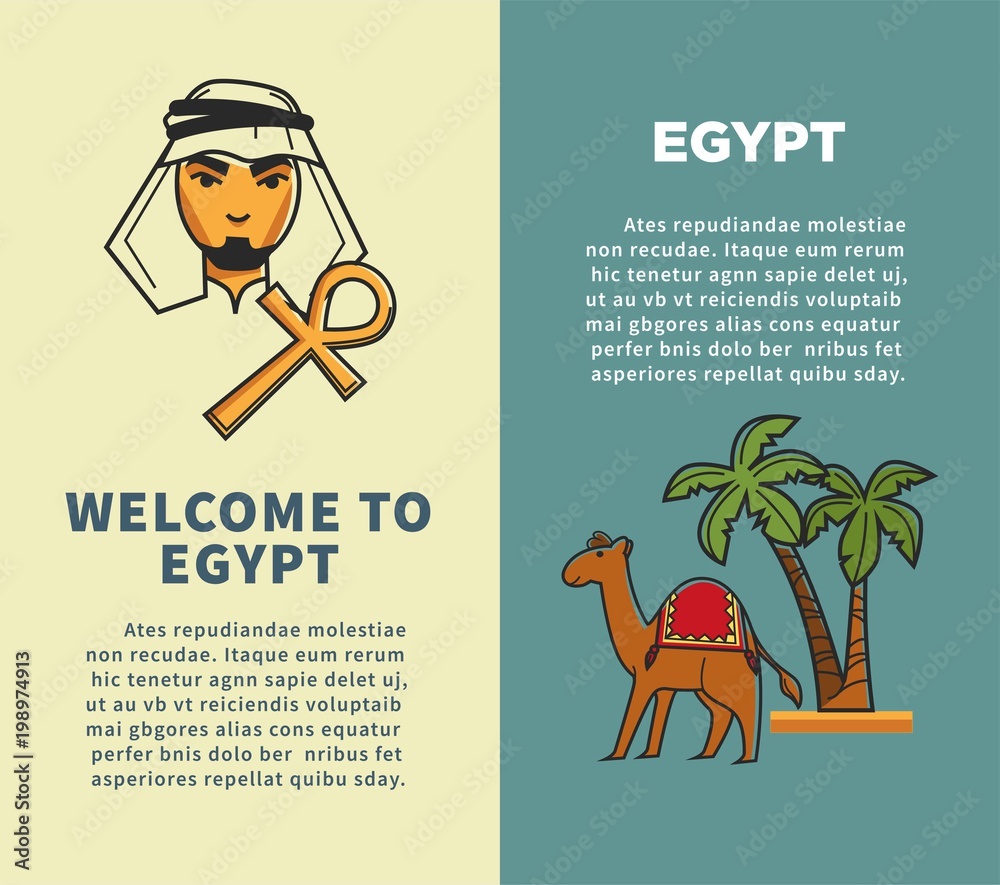 Welcome to Egypt vertical posters with bedouin and camel Stock Vector ...