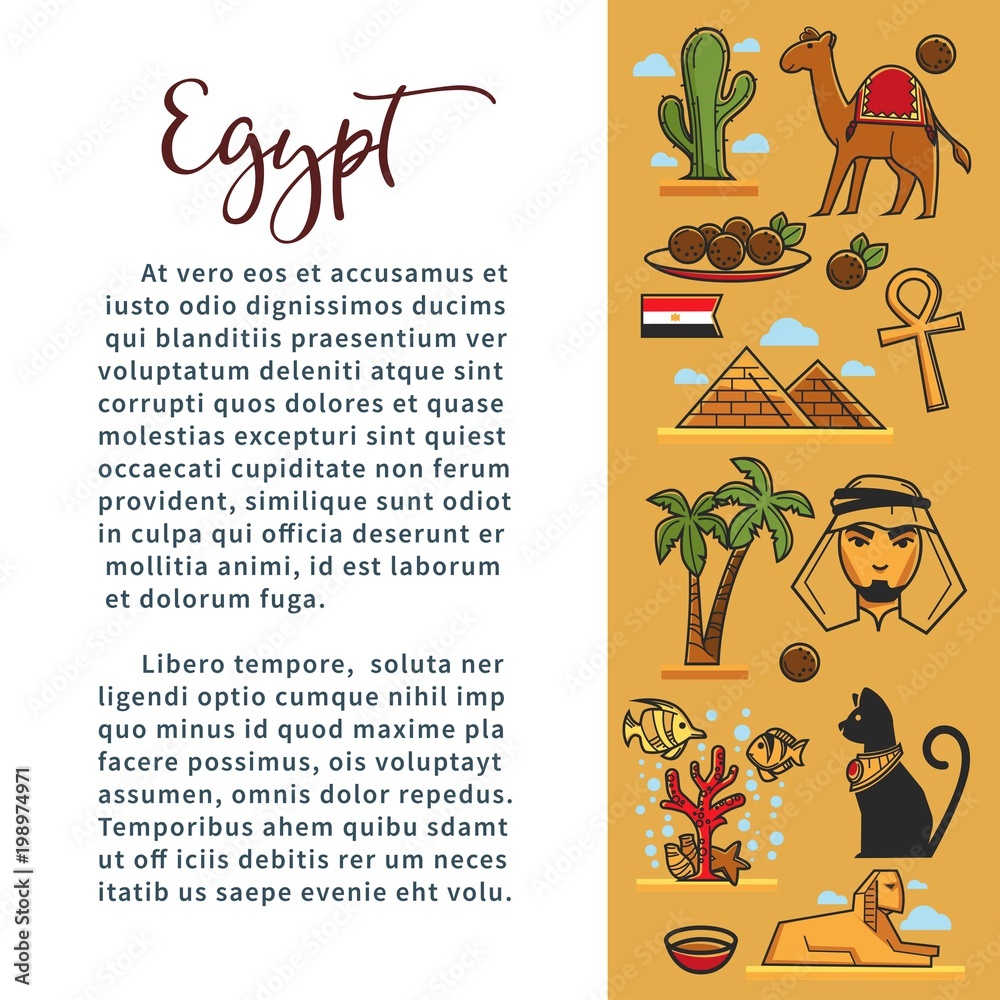 Egypt travel agency information vector poster for tourism of Egyptian ...