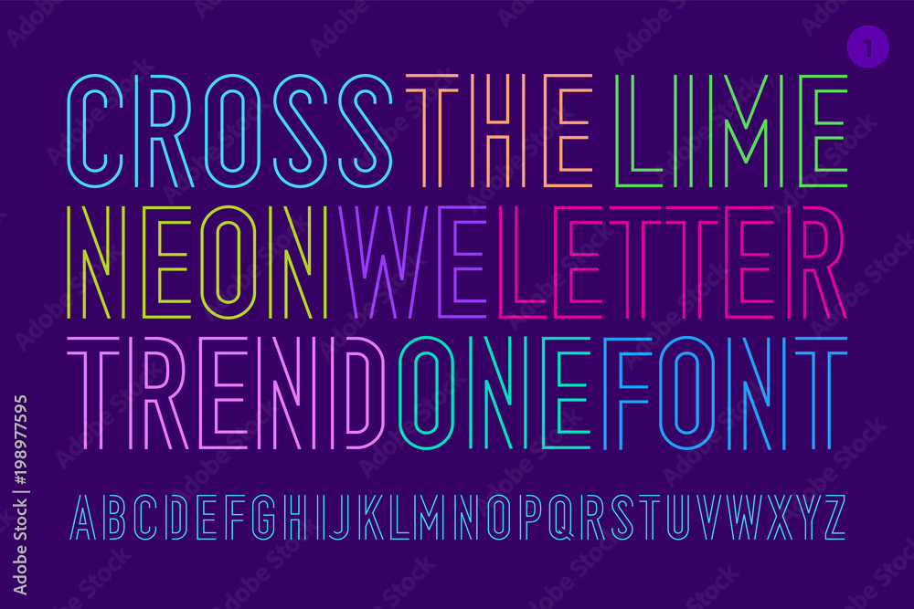 Line condensed alphabet and font. Uppercase outline letters. Type ...