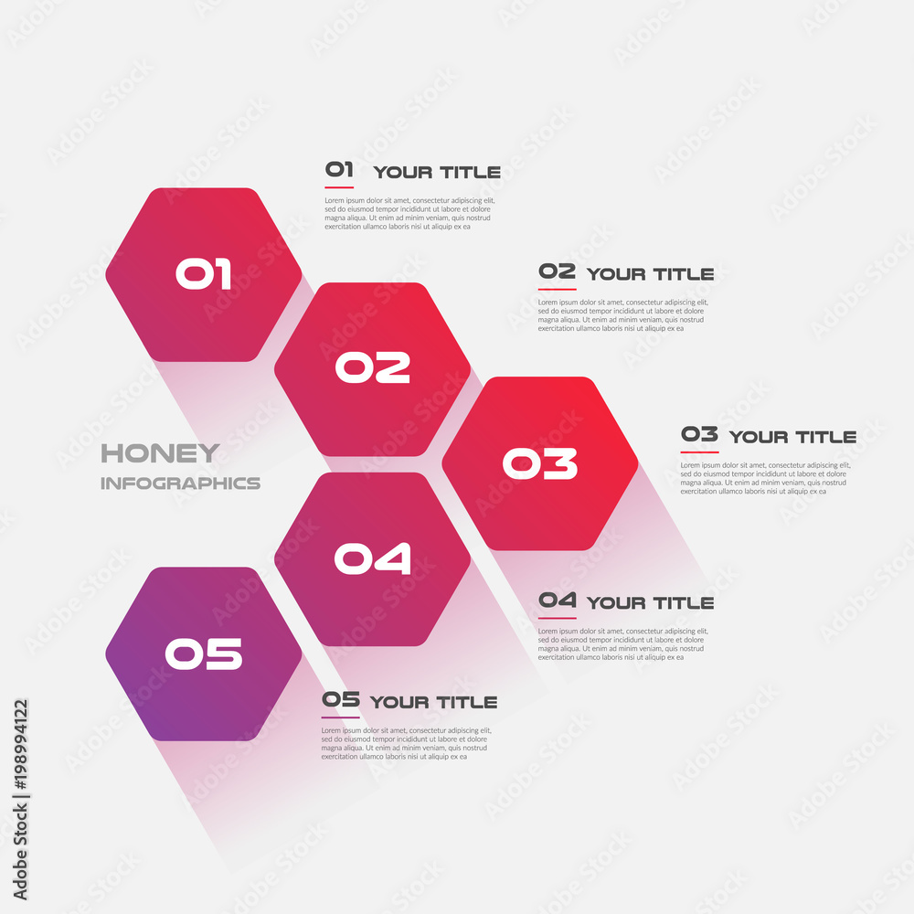 Honeycombs, gradient infographics step by step. Element of chart, graph ...