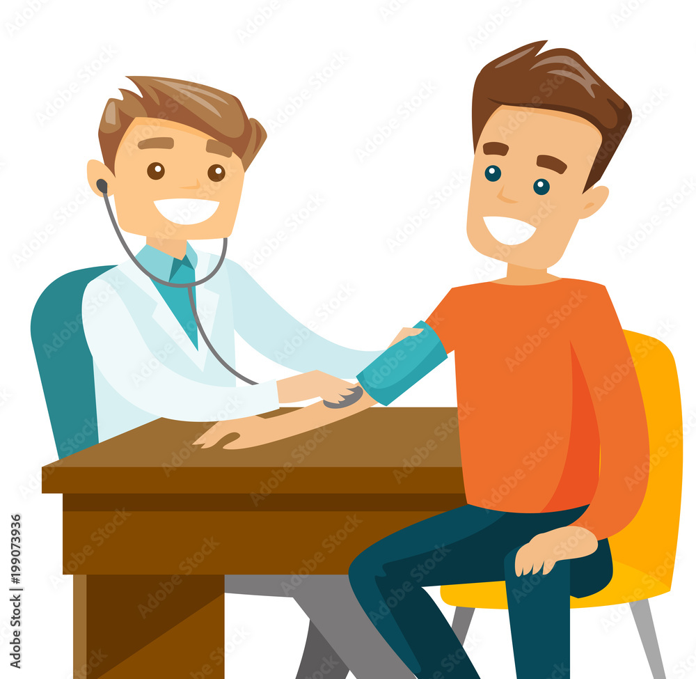 Doctor Checking Patient Cartoon