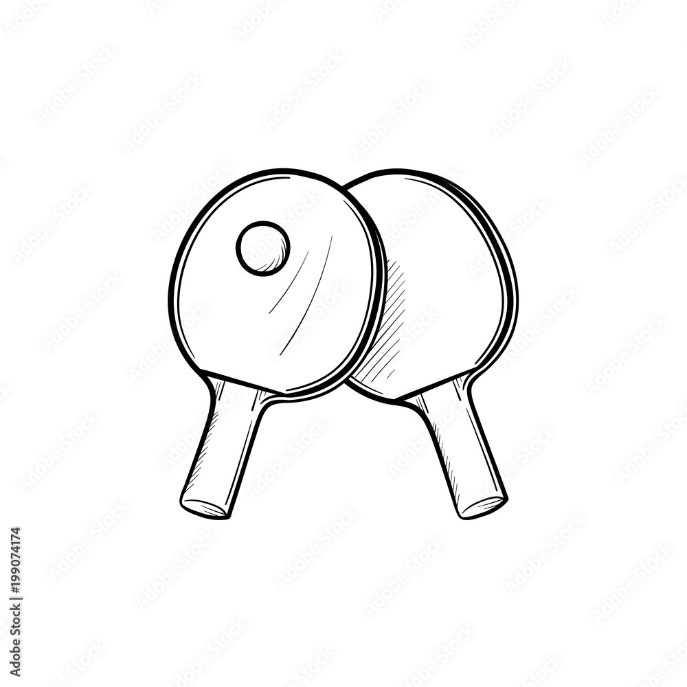 Table tennis hand drawn outline doodle icon. Racket and ball for table ...