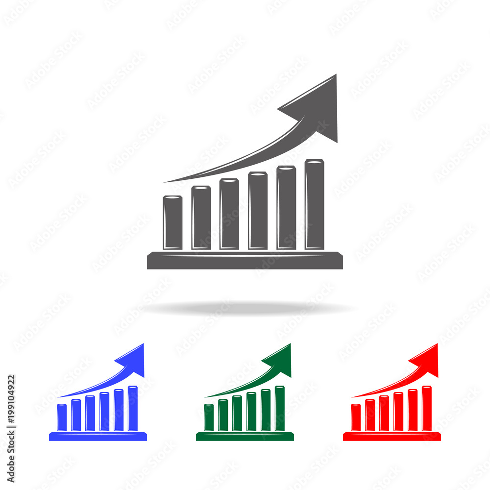 Colomn chart with Up Diagramma Icon. Elements of chart and trend ...