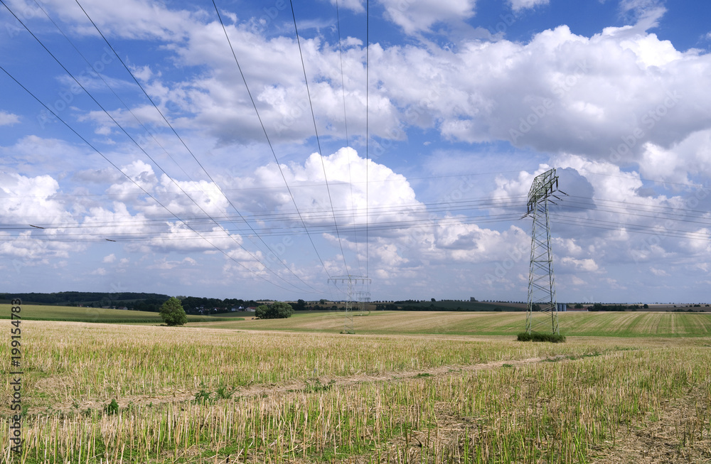 Power Lines: A 110 KV and a 220 KV high-voltage power line crossing ...