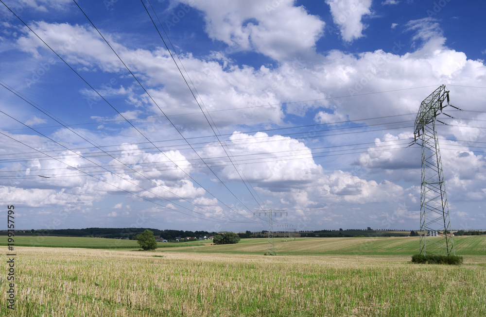 Power Lines: A 110 KV and a 220 KV high-voltage power line crossing ...