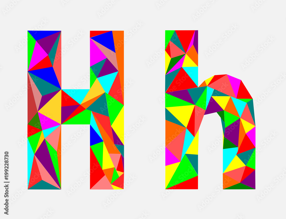 Letter H,low poly alphabet,geometric style.Abstract vector. Stock ...