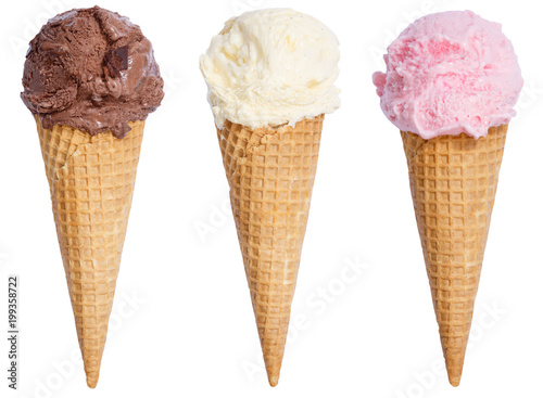 Eis in der Waffel Sammlung Kugel Vanilleeis Vanille Schokoladeneis ...