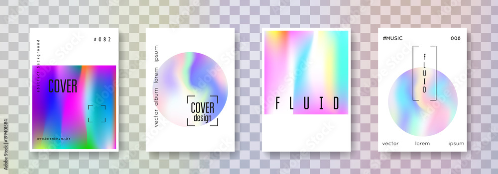 Holographic flyer set. Abstract backgrounds. Vintage holographic flyer ...