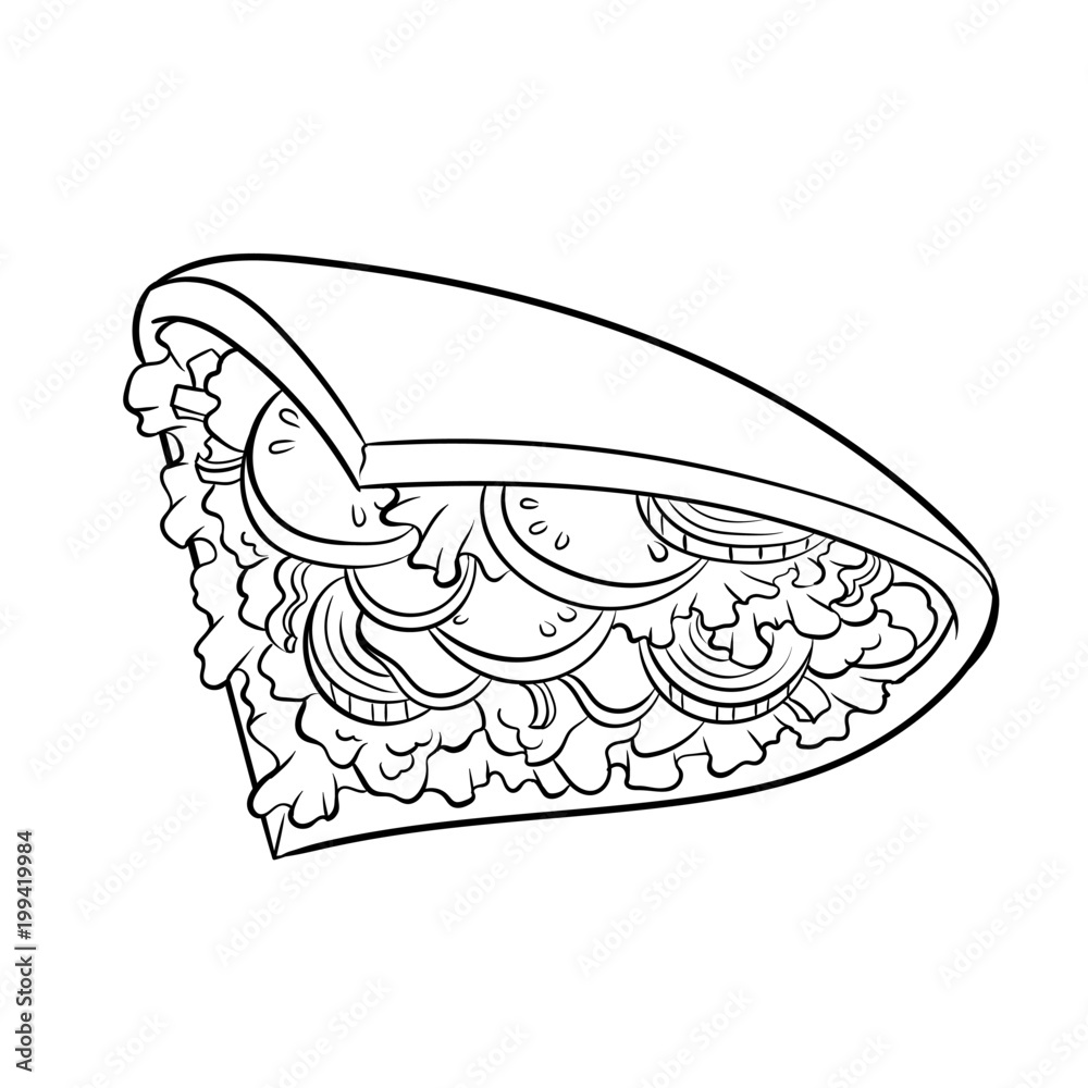 Doner kebab coloring book vector illustration Stock Vector | Adobe Stock